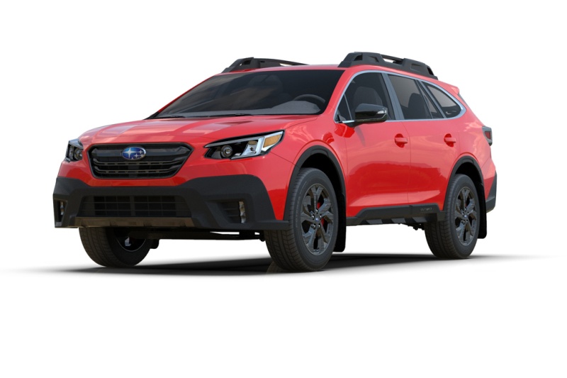 Subaru Outback 2020+ Svarta Stänkskydd Röd Logo Rally Armor | DDESIGN